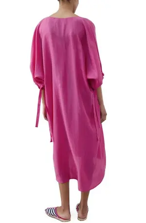 Mango Silk Puff Sleeve V-neck Nightgown