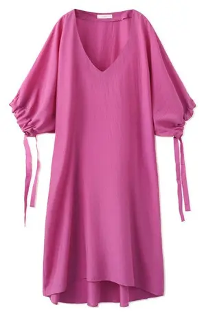 Mango Silk Puff Sleeve V-neck Nightgown
