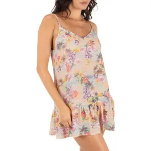 Hurley Scenic Sunset Floral Cover-up Minidress - Shell Pink Multi