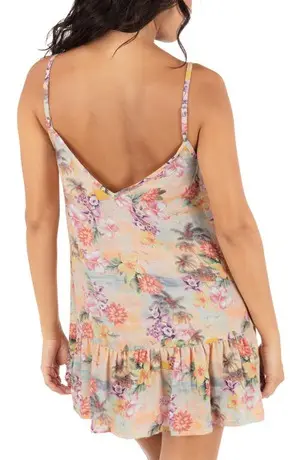 Hurley Scenic Sunset Floral Cover-up Minidress - Shell Pink Multi