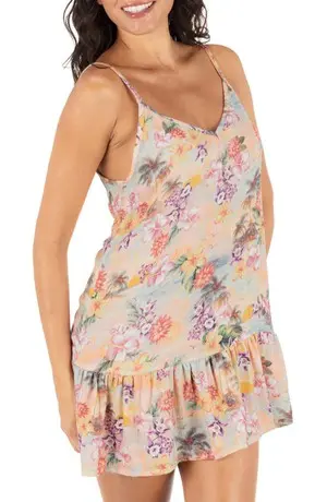 Hurley Scenic Sunset Floral Cover-up Minidress - Shell Pink Multi