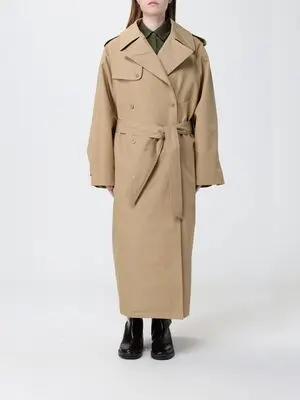 THE FRANKIE SHOP Cotton Blend Oversized Trench Coat - Beige