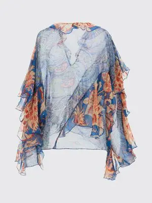 Etro Printed Silk Blouse - Gnawed Blue