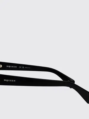 Alexander McQueen Oversized Square Shield Sunglasses In Acetate With Contrast Logo - Black