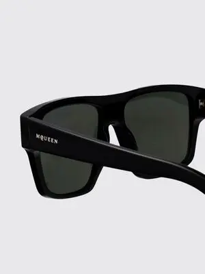 Alexander McQueen Oversized Square Shield Sunglasses In Acetate With Contrast Logo - Black