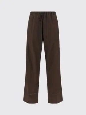 YVES SALOMON Wide Leg Cotton Trousers With Elasticated Drawstring Waist - Brown