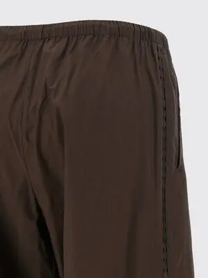 YVES SALOMON Wide Leg Cotton Trousers With Elasticated Drawstring Waist - Brown