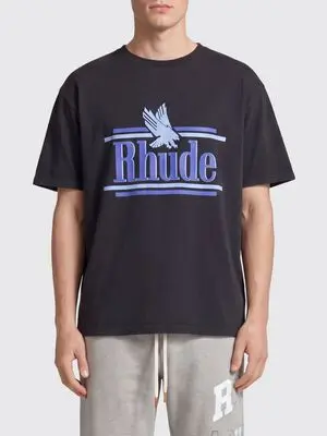 Rhude Cotton T-shirt With Contrasting Logo Print And Crew Neck - Black