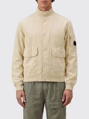 C.P. COMPANY Broken Twill Lens Bomber Jacket - Beige