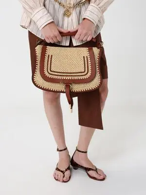 Chloé Marcie Raffia Handbag - Brown