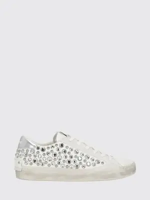 CRIME LONDON Distressed Leather Sneakers With Studs And Rhinestones