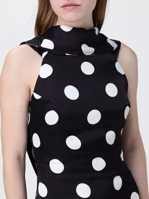 MAR DE MARGARITAS Polka Dot Viscose Midi Dress - Black