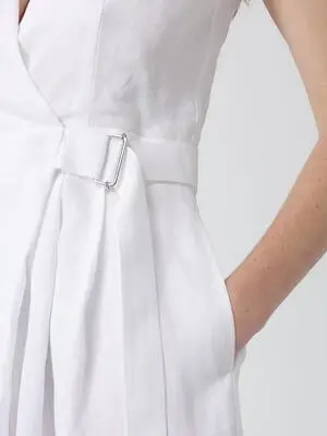 MEIMEIJ Sleeveless V-neck Belted Jumpsuit - White