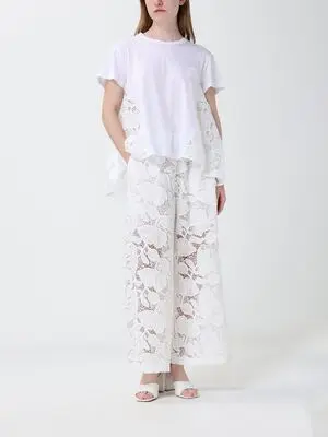 MEIMEIJ Cotton T-shirt With Macramé Inserts