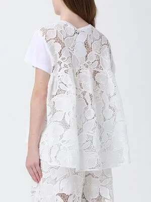 MEIMEIJ Cotton T-shirt With Macramé Inserts