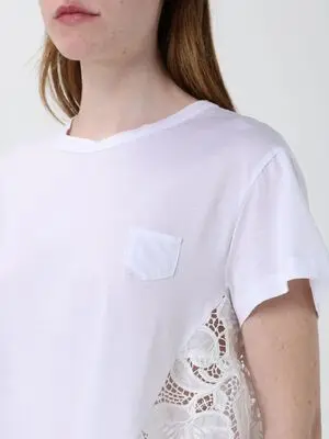 MEIMEIJ Cotton T-shirt With Macramé Inserts