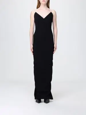 Rick Owens Long Stretch Jersey V-neck Dress - Black