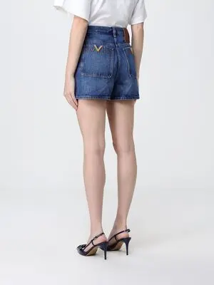 Valentino Garavani High-waisted Cotton Shorts - Denim
