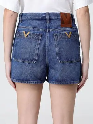 Valentino Garavani High-waisted Cotton Shorts - Denim