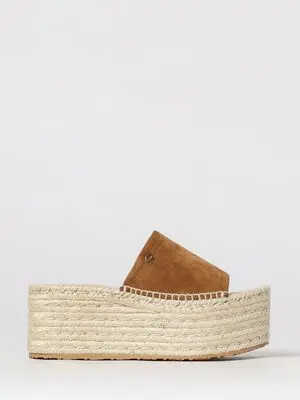 GIANVITO ROSSI Suede Wedge Mule Espadrilles - Beige