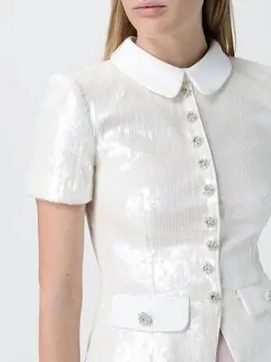 SELF-PORTRAIT Sequin Embroidered Short Sleeve Jacket