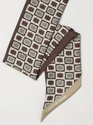 Tagliatore Printed Silk Bandeau - Brown