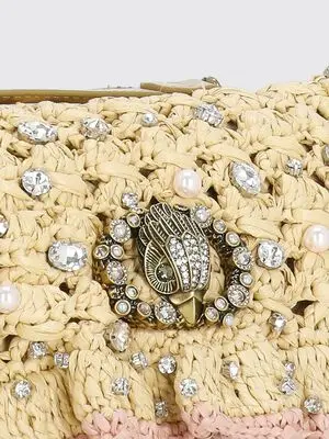 Kurt Geiger Chelsea Crochet Raffia Clutch With Rhinestones