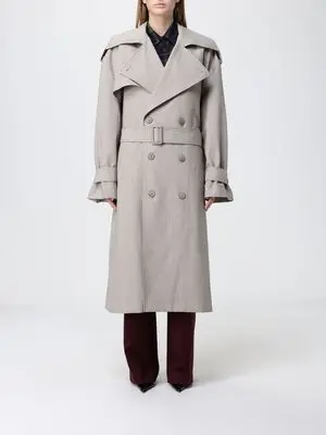 THE FRANKIE SHOP Virgin Wool Blend Double-breasted Trench Coat - Beige