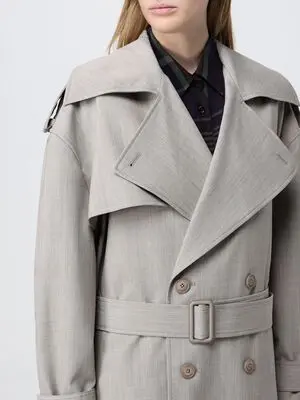 THE FRANKIE SHOP Virgin Wool Blend Double-breasted Trench Coat - Beige