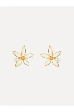 Oscar De La Renta Blossom Earrings - Orange