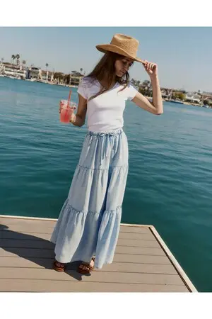 Splendid Tiered Maxi Skirt - Blue