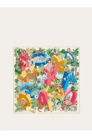 FERRAGAMO Jungle Party Print Silk Scarf - Multicolor