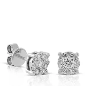 Benbridge Diamond Cluster Stud Earrings, 0.46 Ctw, 14k White Gold - H-i