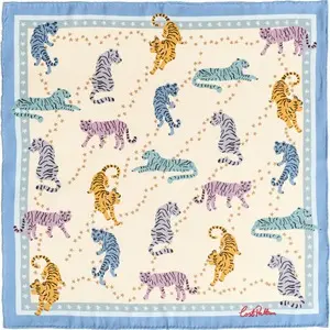 LOST PATTERN Neon Tigers Silk Pocket Square