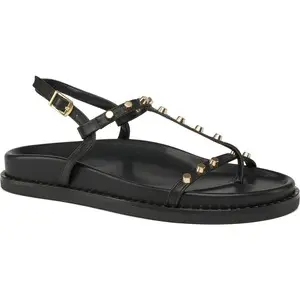 GRACE FOOTWEAR Kos Studded T-strap Sandal - Black