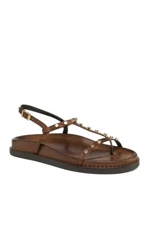 GRACE FOOTWEAR Kos Studded T-strap Sandal - Black