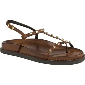GRACE FOOTWEAR Kos Studded T-strap Sandal - Brown