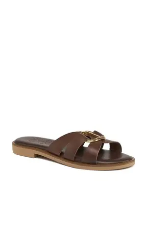 GRACE FOOTWEAR Eris Buckle Slide Sandal - Brown