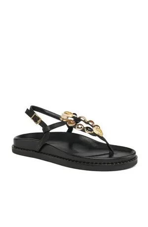 GRACE FOOTWEAR Kali Stone T Strap Sandal - Black