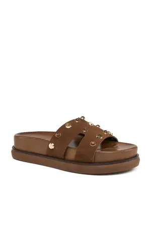 GRACE FOOTWEAR Embellished T-strap Metallic Leather Sandals - Silver