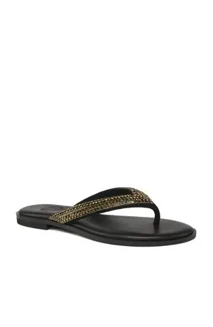 GRACE FOOTWEAR Patmos Crystal Flip Flop - Black