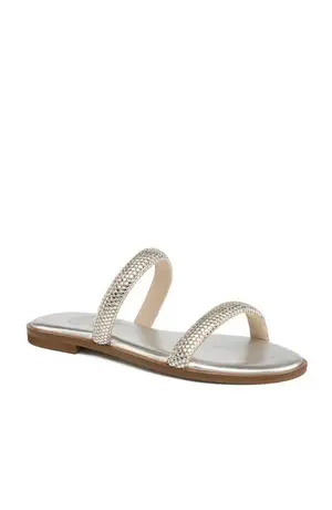 GRACE FOOTWEAR Paros Crystal Embellished Slide Sandals - Silver
