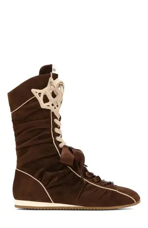 NAKED WOLFE Extreme Satin Lace-up Boots - Brown