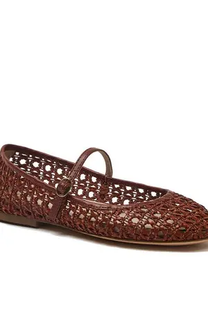 LANDS' END Woven Mary Jane Flats - Cognac