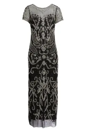 Pisarro Nights Embellished Mesh Column Gown