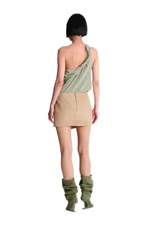 Balmain Suede Wrap Mini Skirt - Beige