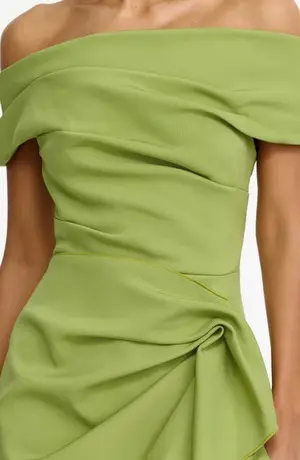 Acler Mersham Gathered Off-the-shoulder Cocktail Mini Dress
