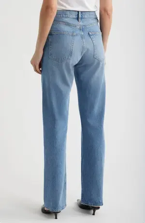 FRAME Vertical High Waist Relaxed Straight Leg Jeans - Static
