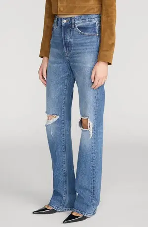 FRAME Vertical High Waist Relaxed Straight Leg Jeans - Voltage