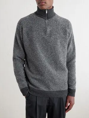John Smedley Recycled Cashmere And Wool-blend Half-zip Sweater
